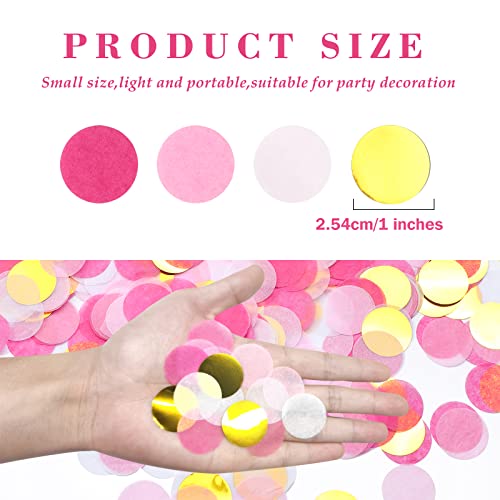 VCOSTORE Tissue Paper Confetti Circles - Round Confetti Dots,Large Table Confetti for Wedding Birthday Party Decoration and Gift Box decoration, 5000 pieces -Pink & Gold Mix Confetti,