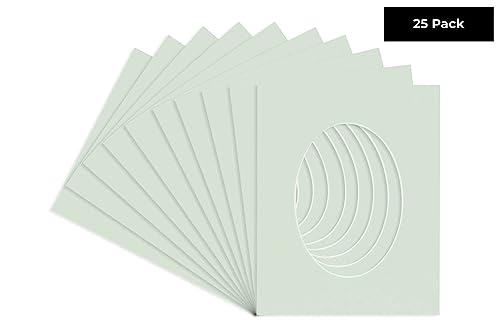 CountryArtHouse Honeydew Green Acid Free 20x30 Oval Picture Frame Mat with White Core Bevel Cut for 18x26 Pictures - Fits 20x30 Frame - Pack of 25 Matboards