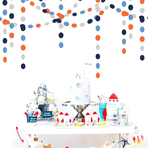 Blue-Silver Orange Space Party-Decorations Streamers-Garland - 52Ft Graduation 2023 Glitter Hanging Paper Banner,Birthday Boy Baby Shower Decor Banners Lasting Surprise