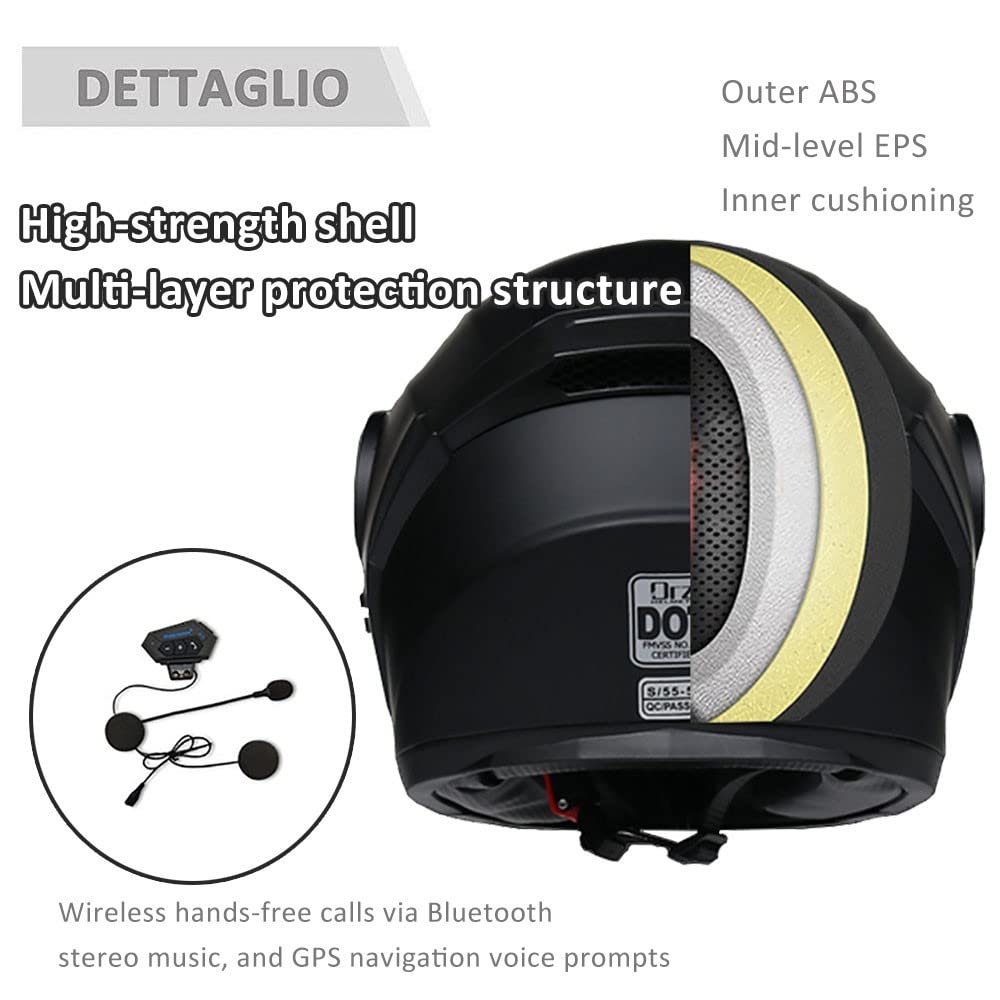 HALYING Bluetooth Modular Motorcycle Helmet DOT/ECE Approved Full Face Flip up Anti-Fog Double Visor Helmet Built-in Dual Speaker with Microphone for Adult Men and Women