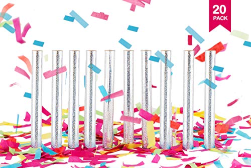 20Pack Colorful Confetti Wands Tissue Paper Flick Flutter Sticks for Wedding Celebrations, Anniversary, Birthday Party, 7.8inch Confetti Popper