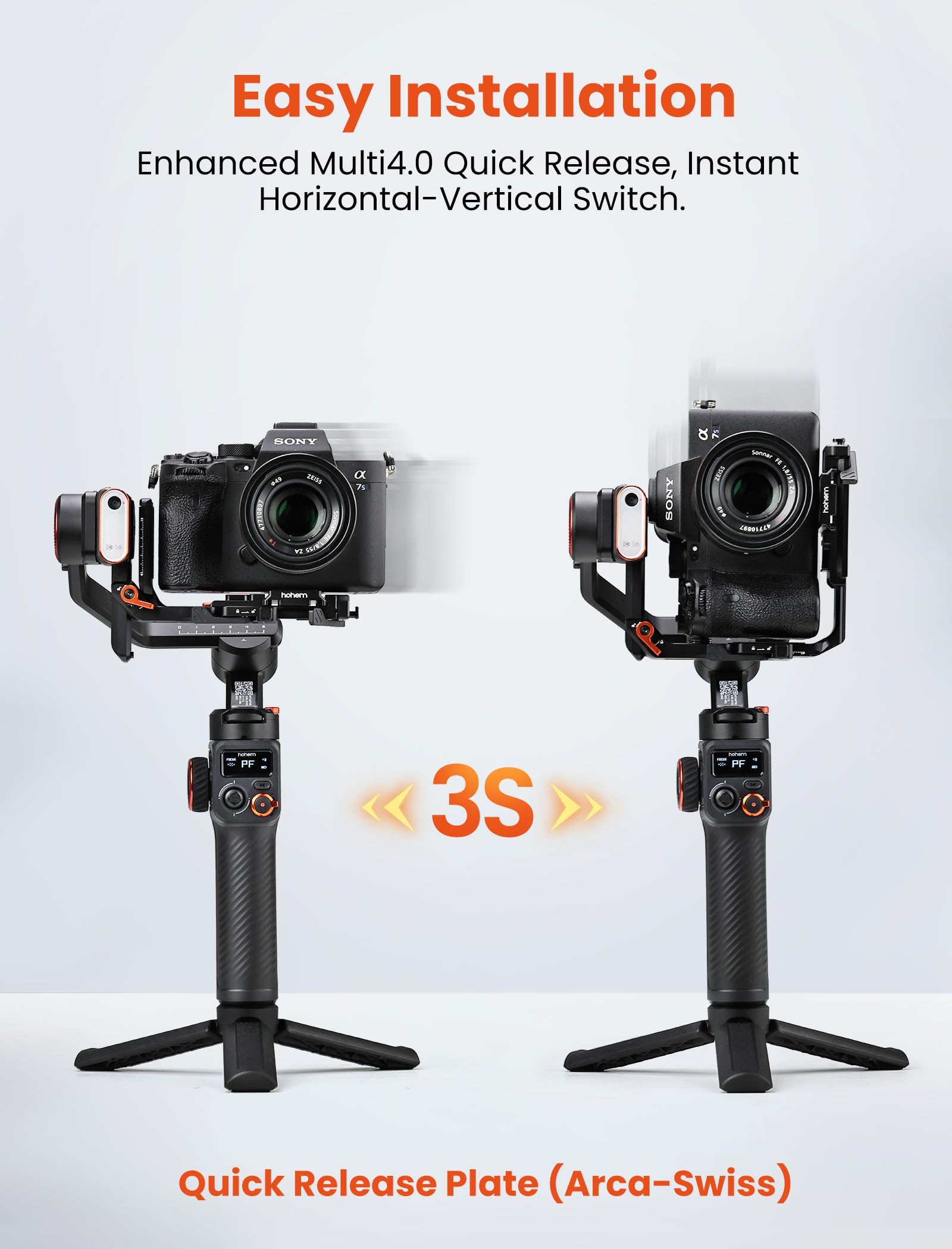 hohem iSteady MT2 Kit Gimbal Stabilizer for Camera, 3-Axis Gimbal for Mirrorless/Pocket/Action Camera/Smartphone, AI Tracker, Magnetic Fill Light Stabilizer, Available for Canon/Nikon/Sony