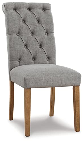 Signature Design by Ashley Harvina French Country 19" Tufted Upholstered Dining Chair, 2 Count, Gray