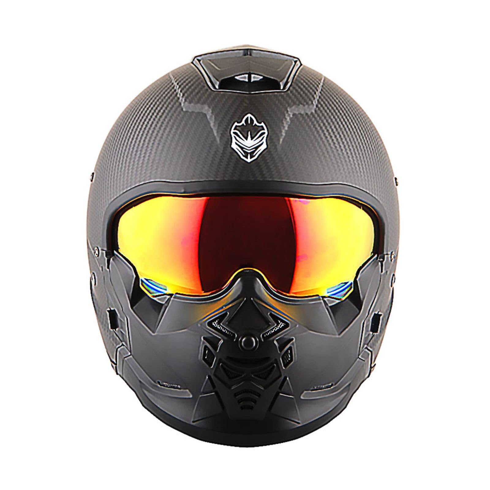 Martian Genuine Real Carbon Fiber Motorcycle Full Face Helmet HB-B2 Open Face Matt Carbon Black, DOT Approved