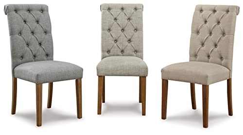 Signature Design by Ashley Harvina French Country 19" Tufted Upholstered Dining Chair, 2 Count, Gray