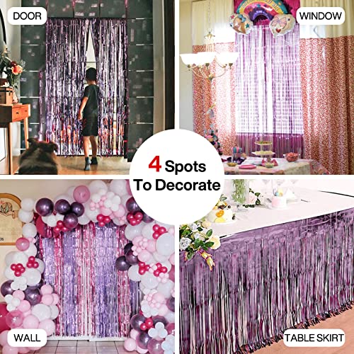PartyWoo Foil Curtain Purple, 2 pcs 3.3x6.6 ft Light Purple Streamers, Tinsel Curtains, Backdrop Curtain, Foil Fringe Curtains, Party Streamers, Birthday Decorations, Party Backdrop, Wedding Backdrop