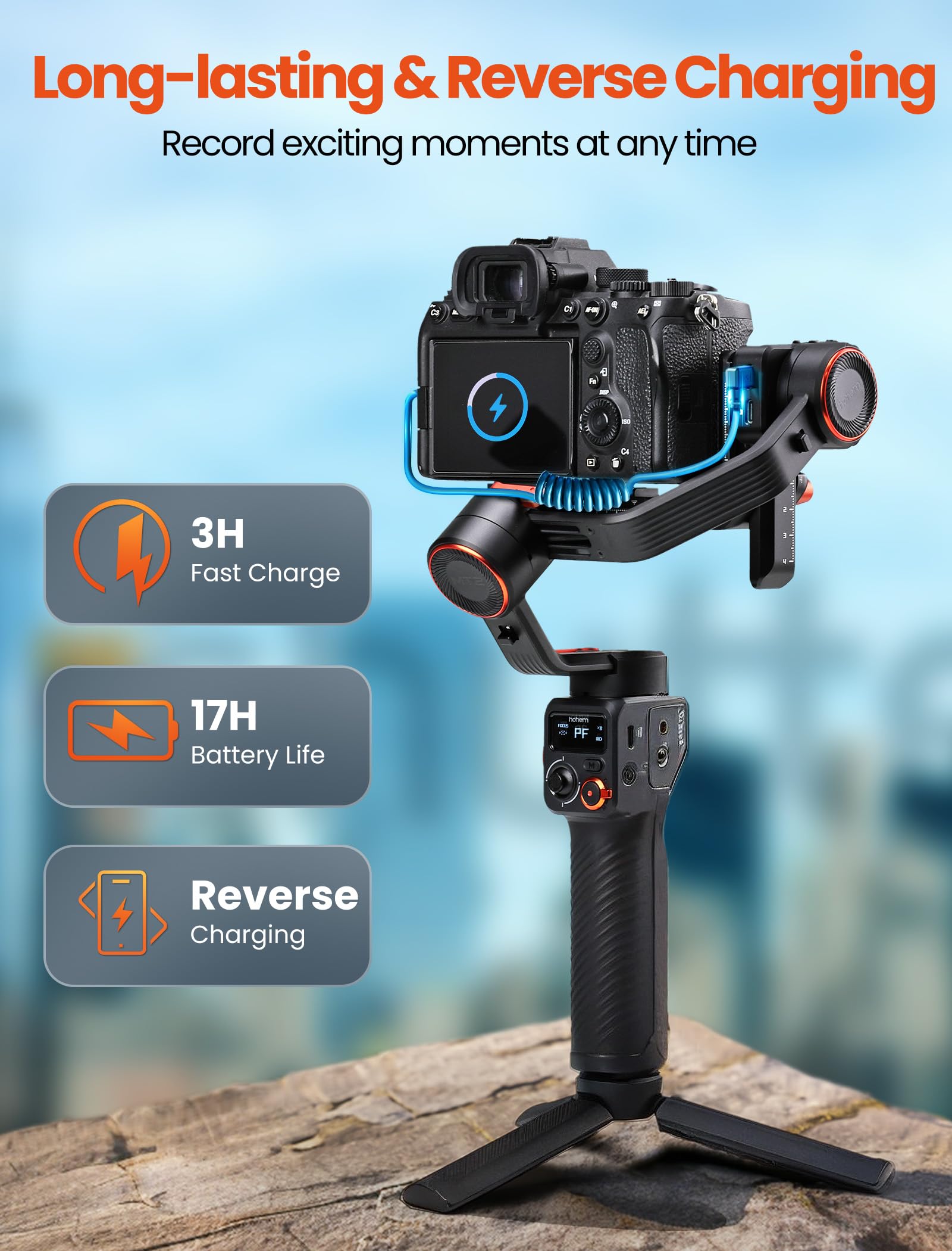 hohem iSteady MT2 Kit Gimbal Stabilizer for Camera, 3-Axis Gimbal for Mirrorless/Pocket/Action Camera/Smartphone, AI Tracker, Magnetic Fill Light Stabilizer, Available for Canon/Nikon/Sony