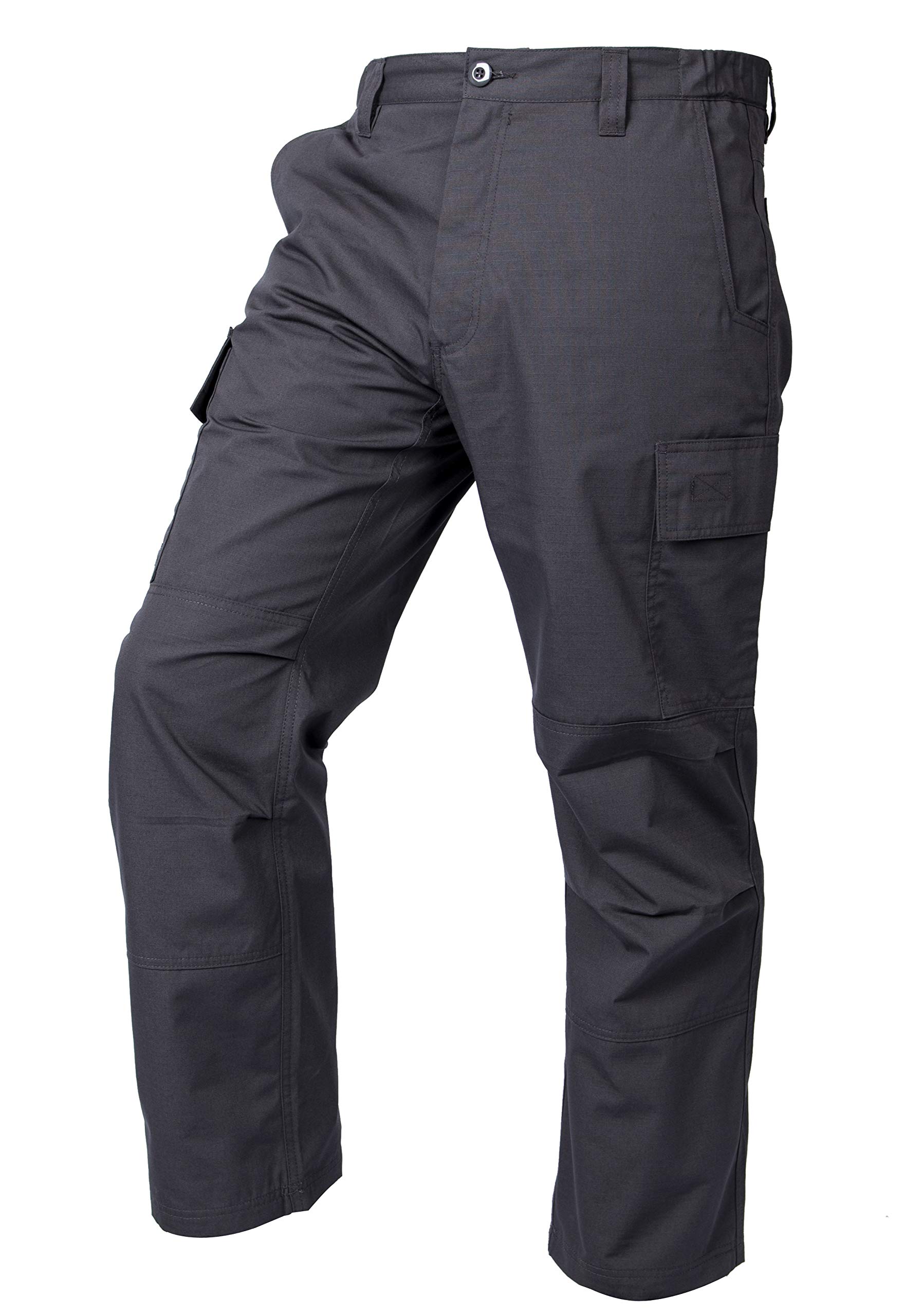 LAPG Men's Core Cargo Tactical Pants, Stretch Waistband, Lightweight & Durable Ripstop CCW Cargo Pants for Men, Charcoal, Size 36 x 34