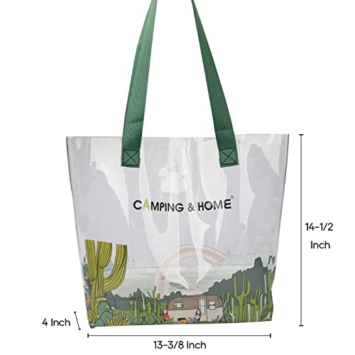 RVGUARD Clear Tote Bag, 13-3/8” x 14-1/2” x 4” Reusable Grocery Bag, RV Style Multipurpose Shopping Tote, Daily Utility Bag