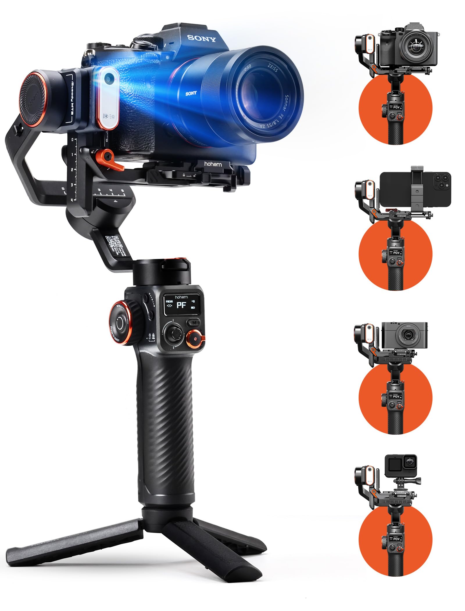 hohem iSteady MT2 Kit Gimbal Stabilizer for Camera, 3-Axis Gimbal for Mirrorless/Pocket/Action Camera/Smartphone, AI Tracker, Magnetic Fill Light Stabilizer, Available for Canon/Nikon/Sony