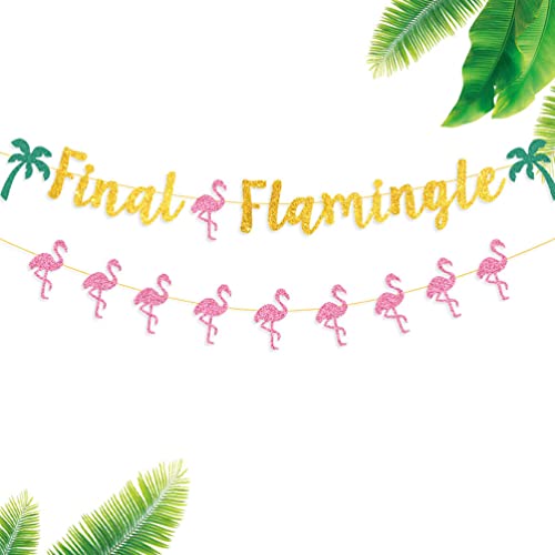Flamingo Bachelorette Party Decoration Supplies: Glitter Final Flamingle Banner 2pcs Tropical Hawaii Luau Party Photo Prop