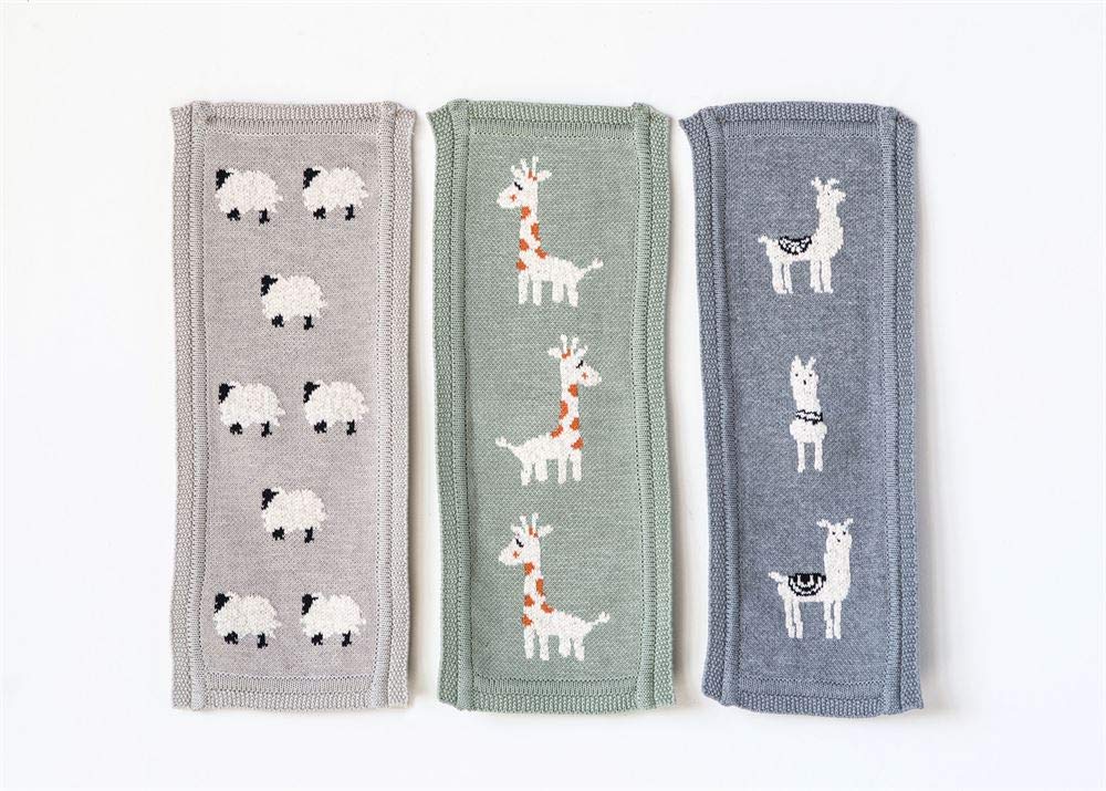 Creative Co-Op Cotton Knit Burp Cloths -Lamb, Llama, Giraffe - Set of 3