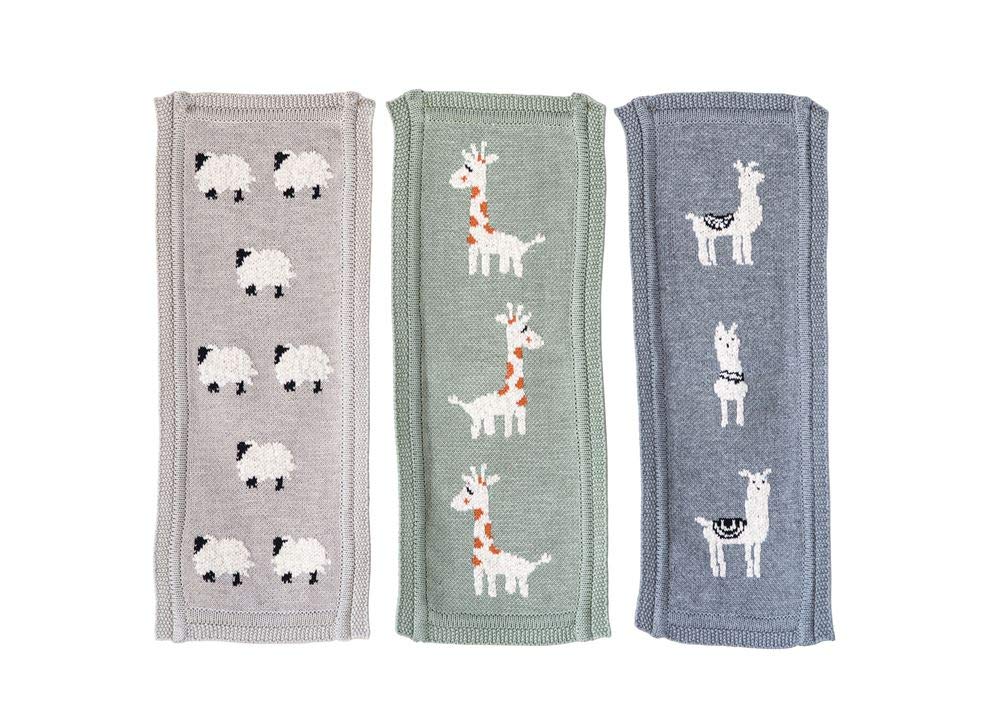 Creative Co-Op Cotton Knit Burp Cloths -Lamb, Llama, Giraffe - Set of 3