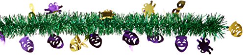 amscan Mardi Gras Mask Tinsel Garland Party Decoration, Foil, 15'. Decoration, Multicolor, One Size (229027)