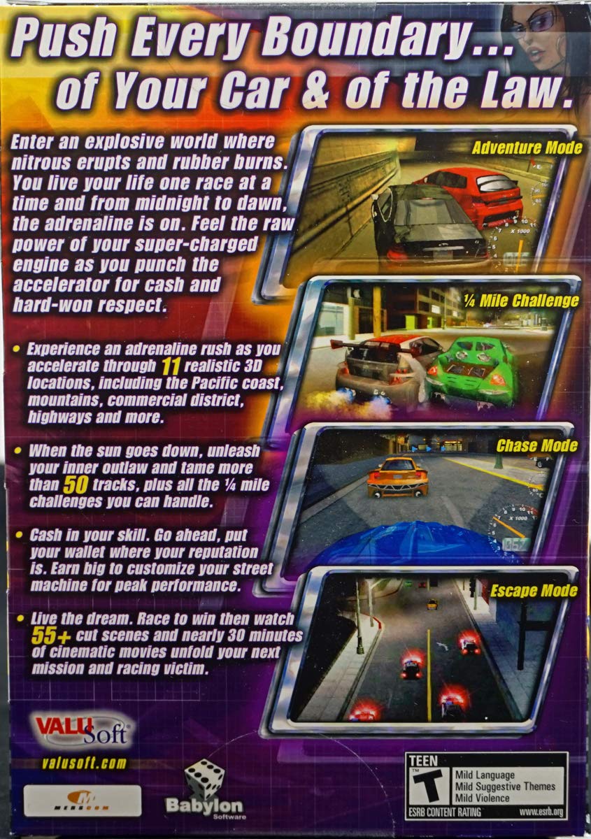 Midnight Outlaw: 6 Hours to Sun Up PC CD Racing Game ~ Enter an explosive world where nitrous erupts and rubber burns