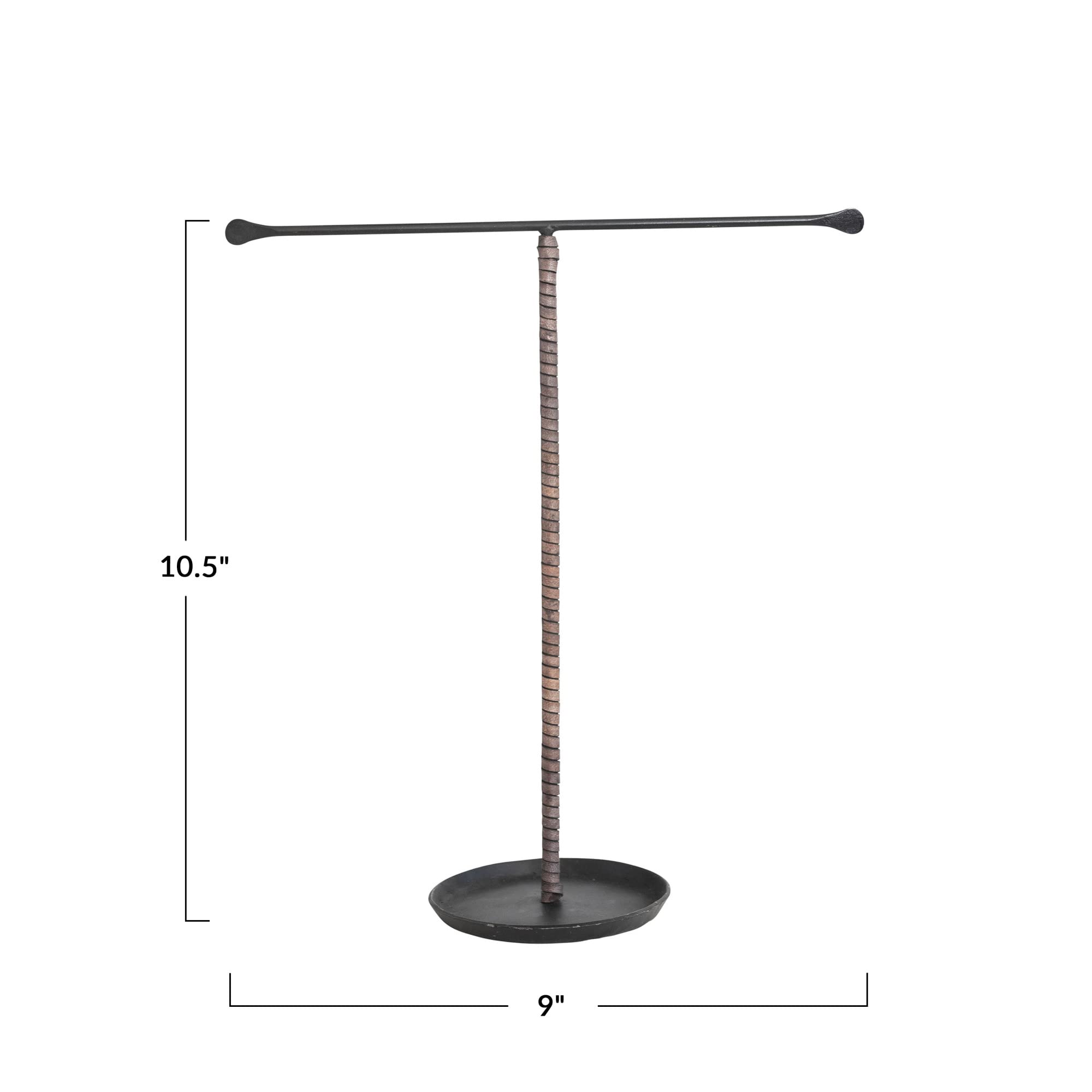 Creative Co-Op Modern Metal and Leather, Black Jewelry Stand