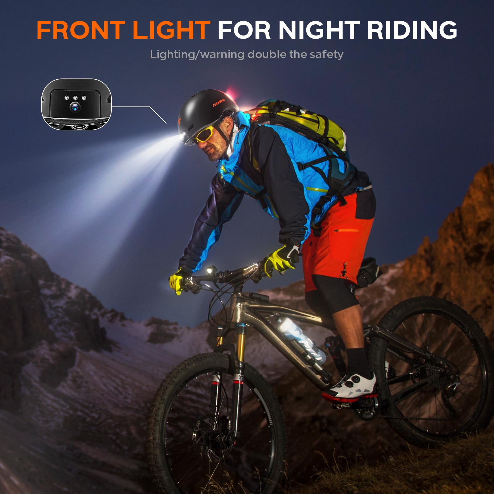 Smart Bike Helmet for Adult, Helmet with Camera(32GB TF Card Included), Helmet Video Recorder with Security Lights for Safe Riding，Motorcycle Helmet，tachograph