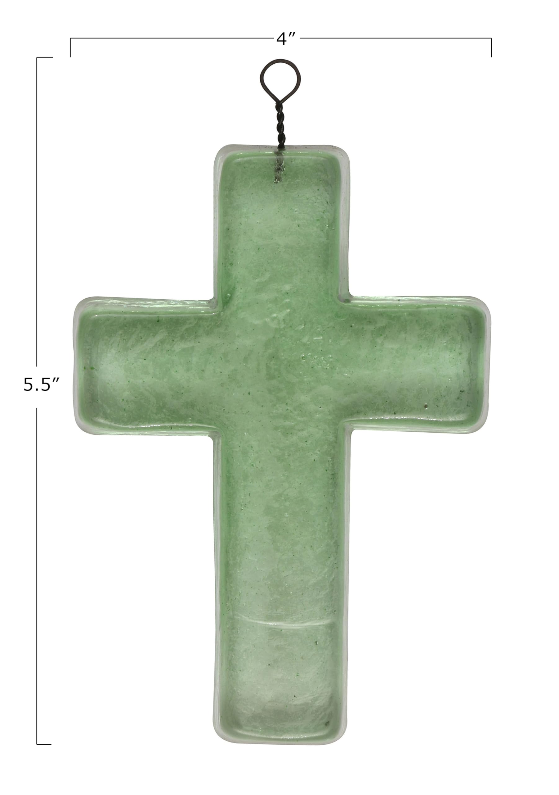 Creative Co-Op Recycled Glass Hanging Cross