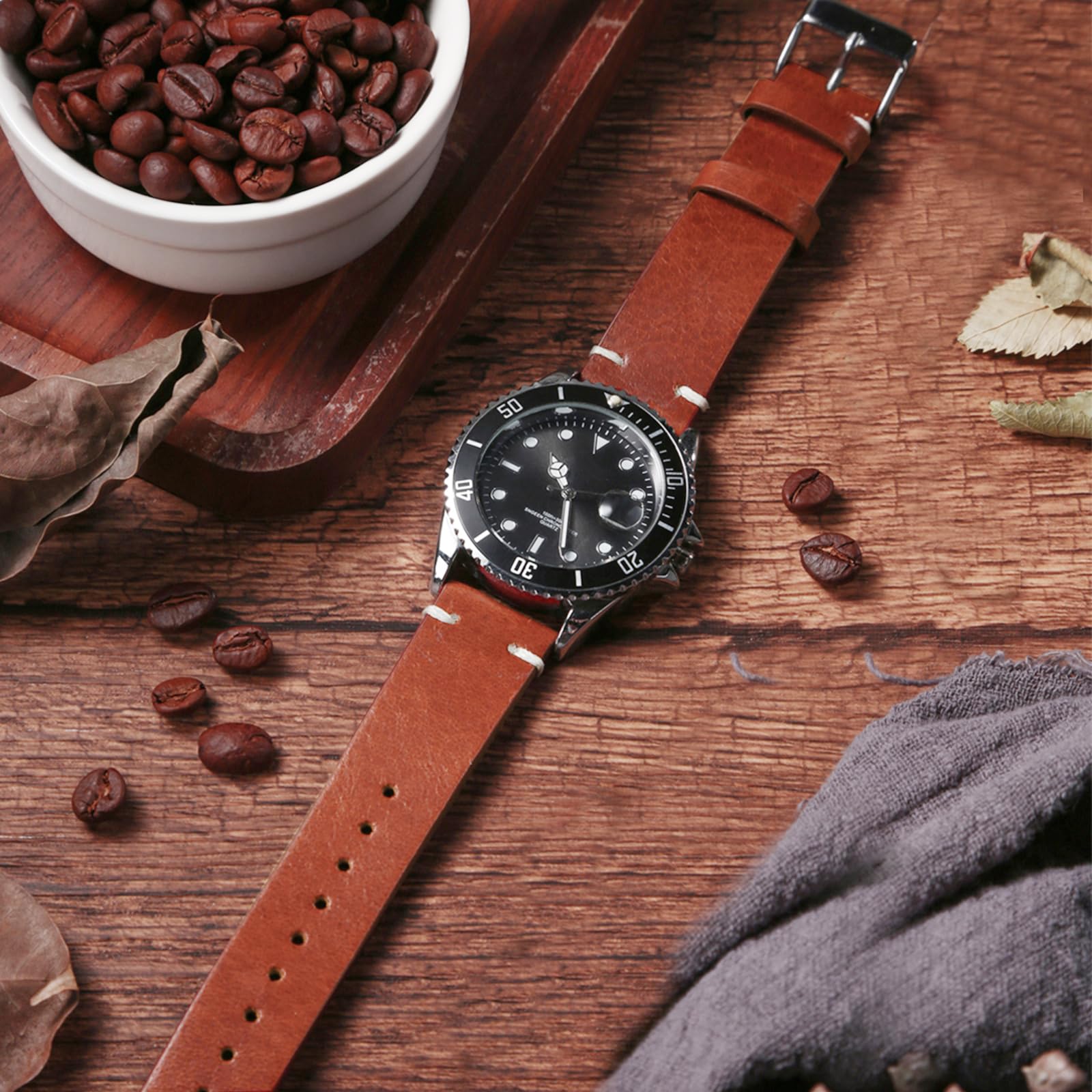 WOUKUP Vintage Leather Watch Band Quick Release Replacement Genuine Watch Strap 18mm 19mm 20mm 22mm for Men and Women