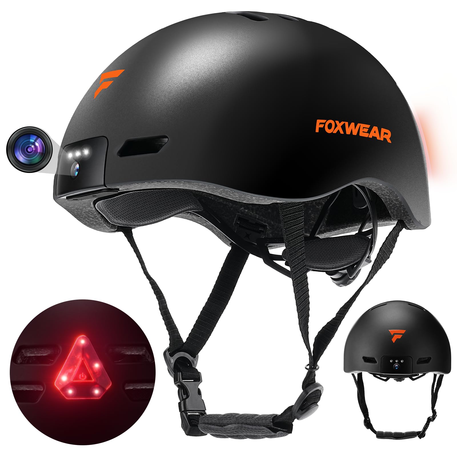 Smart Bike Helmet for Adult, Helmet with Camera(32GB TF Card Included), Helmet Video Recorder with Security Lights for Safe Riding,Motorcycle Helmet,tachograph