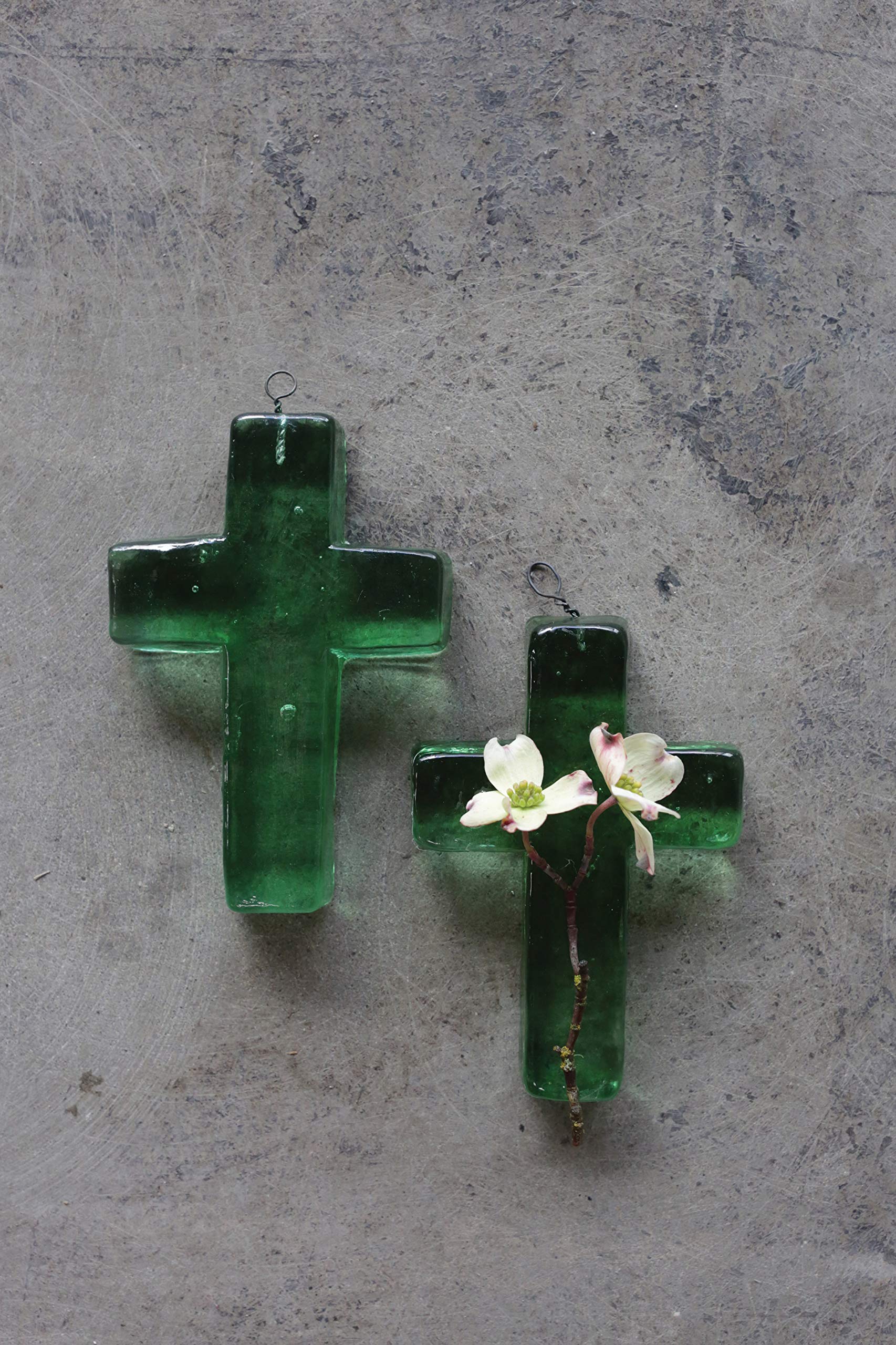 Creative Co-Op Recycled Glass Hanging Cross