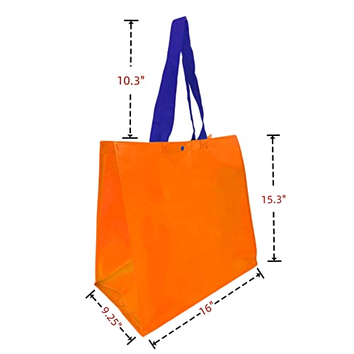 Little Fire Craft Reusable Grocery Bag Woven Plastic Shopping Bags Gift Bag Heavy Duty Moving Bag Lightweight Durable Foldable 3 Pack Orange