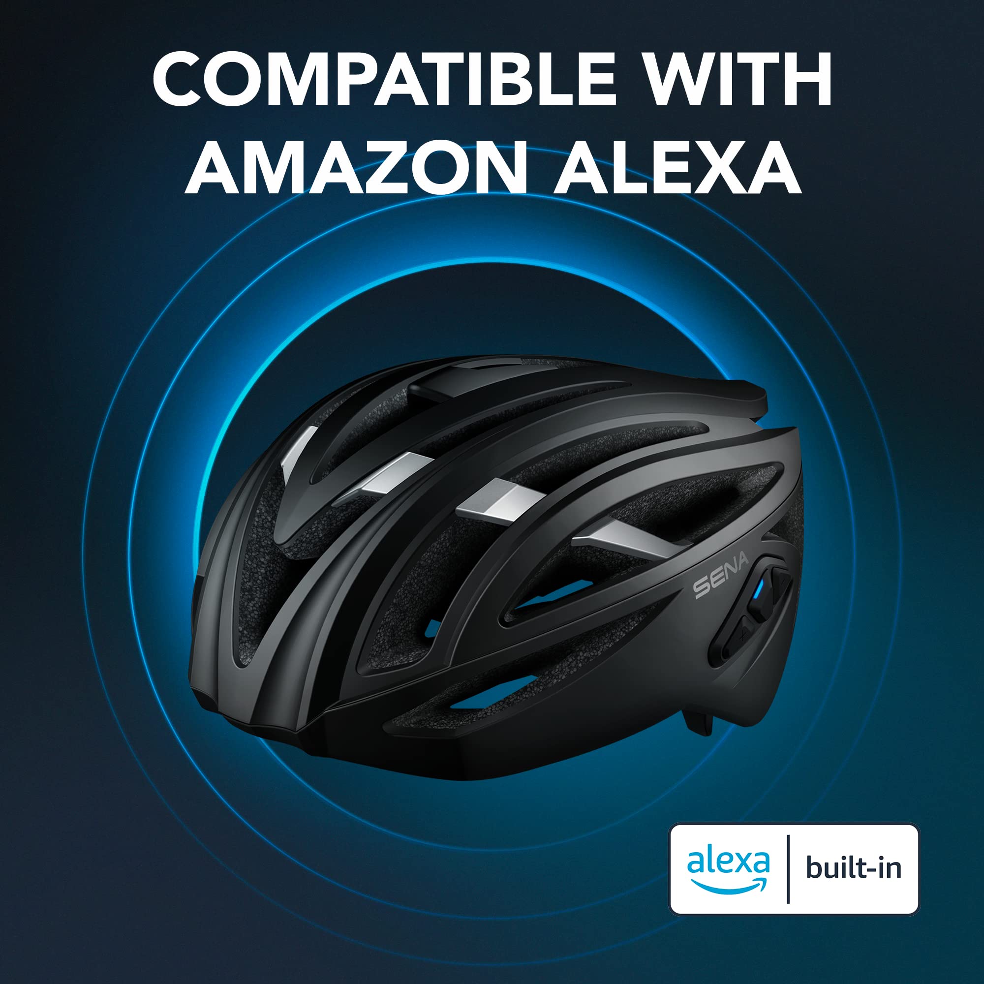 Sena R2X Smart Road Cycling Helmet with Alexa Built-in and Mesh Intercom (Matte White, Medium)