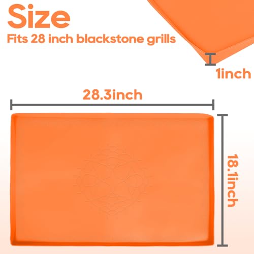 Longing Home Silicone Griddle Cover 28 inch for Blackstone, All-Encompassing Coverage Heavy Duty Food Grade Mat, Grill Buddy Mat for All Season, Griddle Cooking Surface Protective Cover - Orange