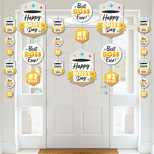 Big Dot of Happiness Happy Boss’s Day - Best Boss Ever DIY Dangler Backdrop - Hanging Vertical Decorations - 30 Pieces