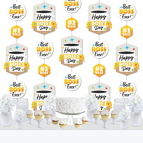Big Dot of Happiness Happy Boss’s Day - Best Boss Ever DIY Dangler Backdrop - Hanging Vertical Decorations - 30 Pieces
