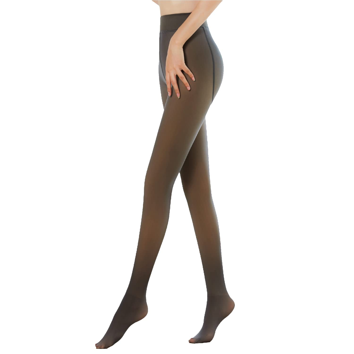 UTTPLL Pantyhose-Translucent-Fleece-Winter Women Sheer Warm Pantyhose Fake Nude Stretchy Leggings High Waist Elastic Opaque Thick Tights Black-pantyhose No Fleece