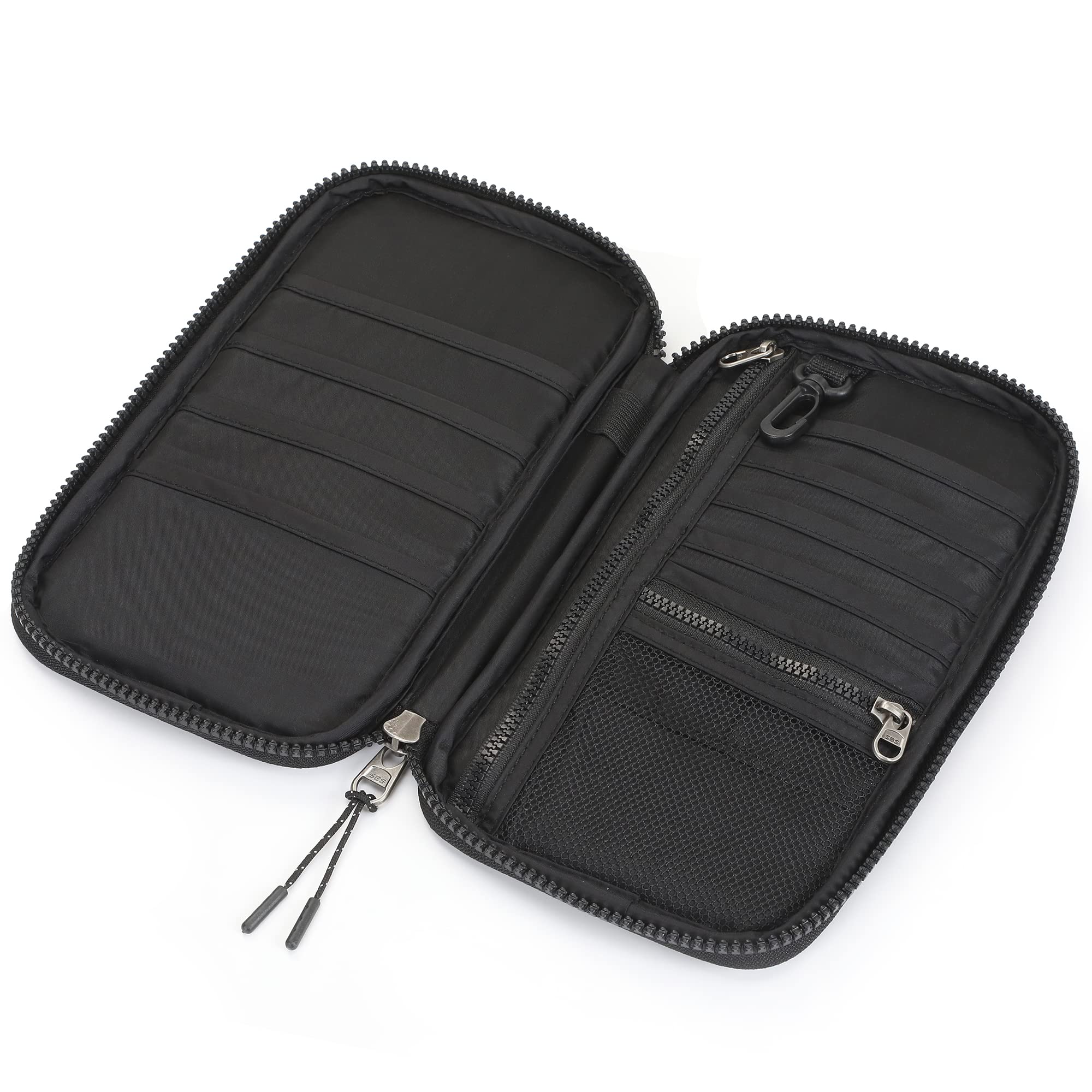 vadoworld Family Passport Holder Wallet, RFID Blocking, Travel Essential for Men and Women, Travel Document Organizer (Black)