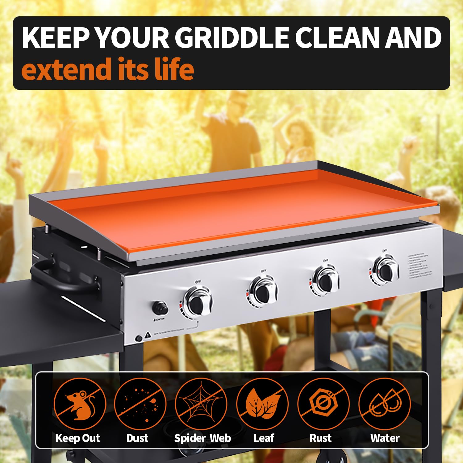 Ghislaine 28" Silicone Griddle Mat for Blackstone 28 Inch Griddle, Grill Cover Mat Heavy Duty Food Grade, Silicone Protective Mat Cover Blackstone Accessories Protect Griddle from Dirt & Rust