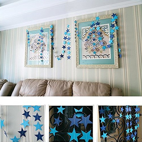 PAPABA 4m Long Paper Star Garland Star String Party Garland Banner for Wedding Birthday Party Baby Shower Decor Gold