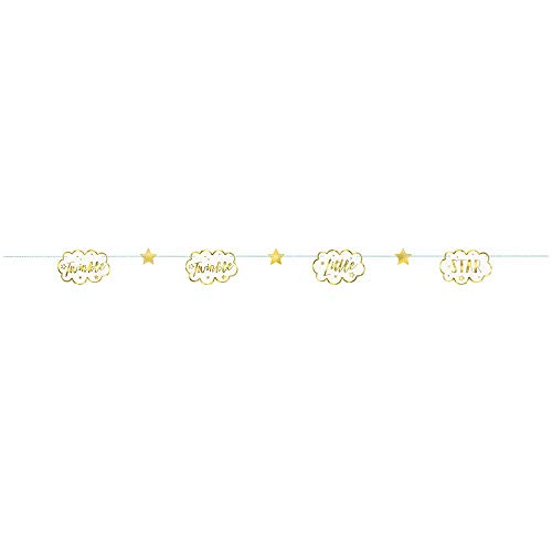 Twinkle Twinkle Little Star Paper Garland - 7 Ft | White & Gold | 1 Pc