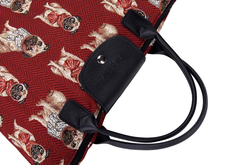 Signare Tapestry Foldable Tote Bag Reusable Shopping Bag Grocery Bag With Pug Dog (FDAW-PUG)
