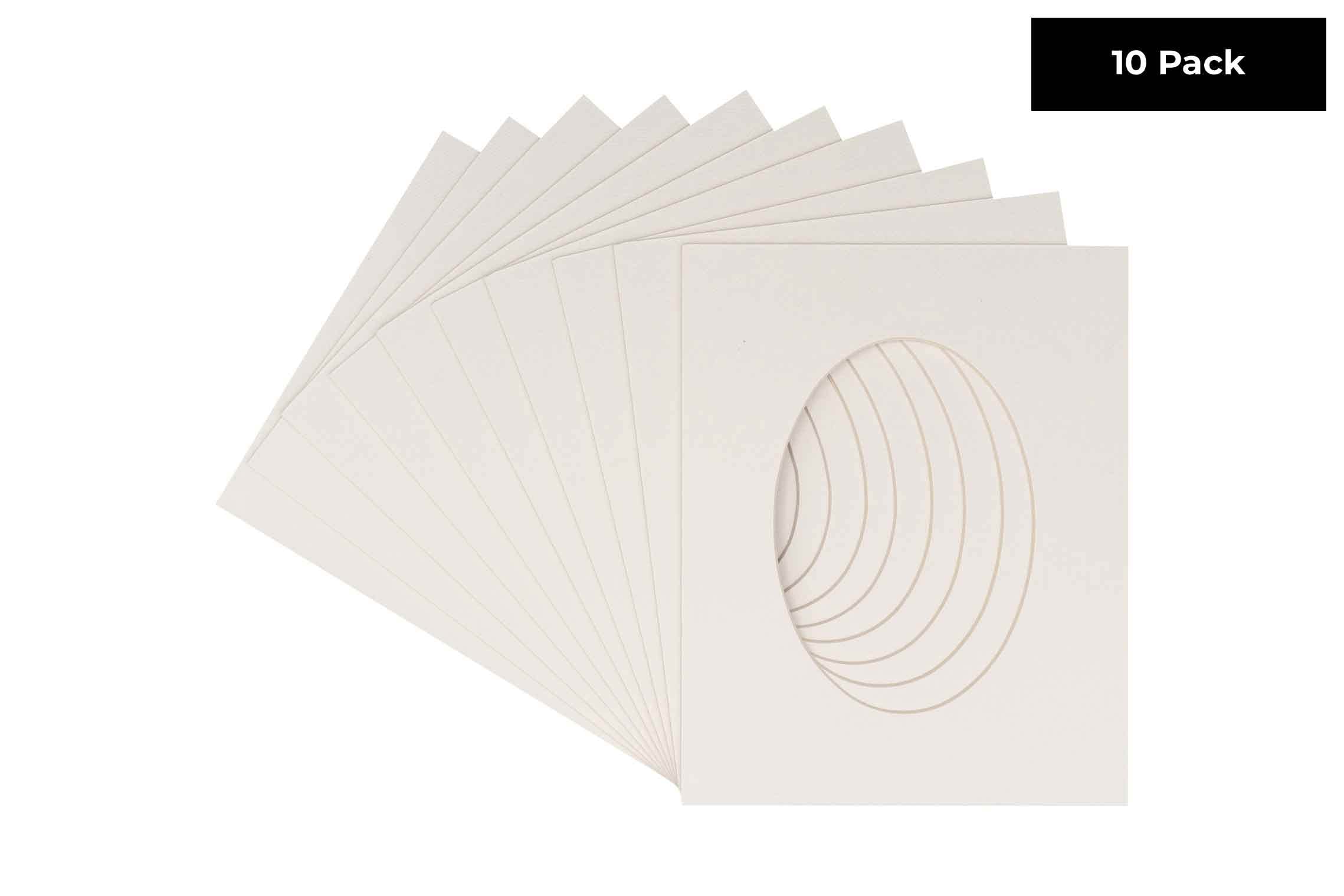 CountryArtHouse Textured White Acid Free 24x36 Oval Picture Frame Mat with White Core Bevel Cut for 20x30 Pictures - Fits 24x36 Frame - Pack of 10 Matboards