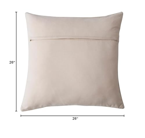 Creative Co-Op Square Cotton Pillow with "Merry Christmas" Embroidery, Cream and Sienna