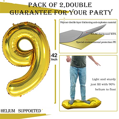 GOER 42 Inch Gold Number 90 Balloon,Jumbo Foil Helium Balloons for 90th Birthday Party Decorations and 90th Anniversary Event