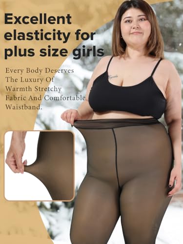 Plus Size Fleece Lined Tights Leggings Women,Warm Plus Size Tights Thermal Magic Leggings for Women Winter