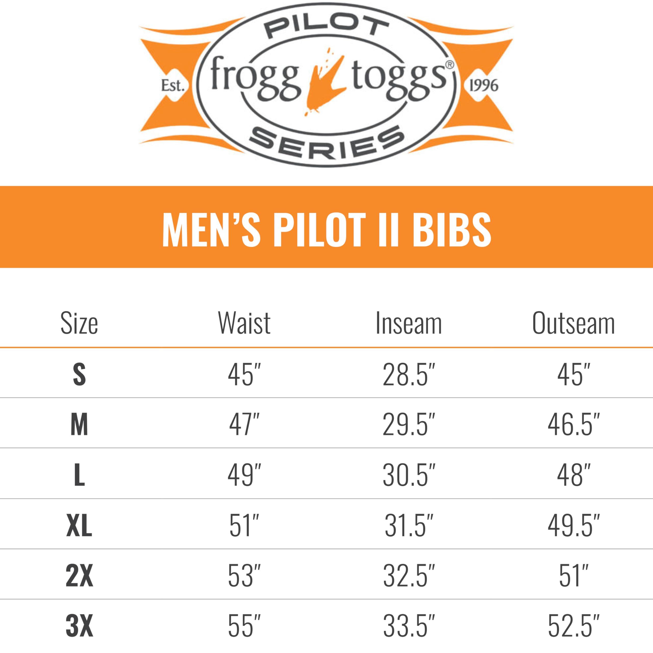 FROGG TOGGS Men's Pilot II Guide Waterproof Breathable Rain Bib, X-Large, Black/Charcoal