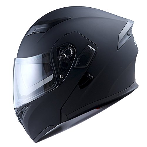 1Storm Motorcycle Modular Full Face Helmet Bike Flip up Dual Visor Sun Shield: HB89 Matt Black