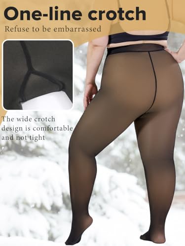 Plus Size Fleece Lined Tights Leggings Women,Warm Plus Size Tights Thermal Magic Leggings for Women Winter