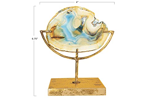 Decorative Agate Stone Slice on Metal Stand