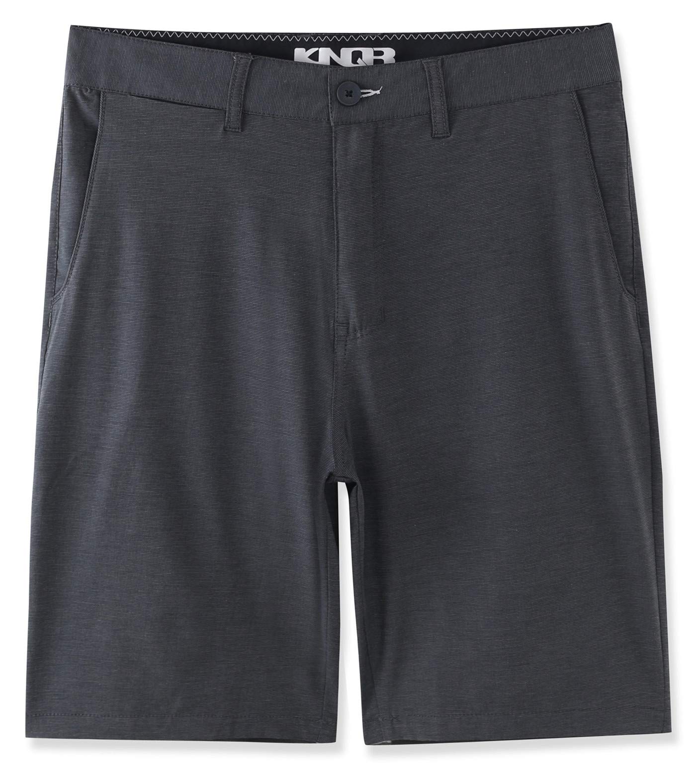 KNQR Mens Performance Quick Dry 4way Stretch Regular Fit All-Terrain Active Training Hybrid Shorts Beated Black 32