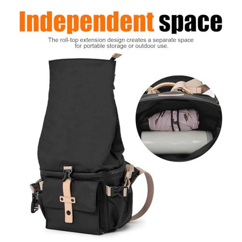 Cwatcun Compact Waterproof Camera Bag Small Shoulder Camera Messenger Bag with Tripod Holder, Travel Expansion Photography Bag for Canon, Nikon, Sony, Fuji DSLR SLR Mirrorless Camera, Lens