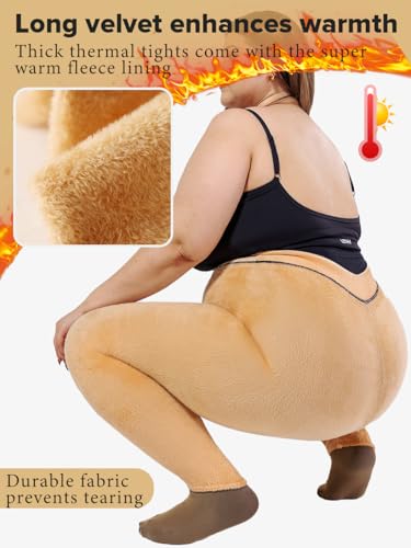 Plus Size Fleece Lined Tights Leggings Women,Warm Plus Size Tights Thermal Magic Leggings for Women Winter
