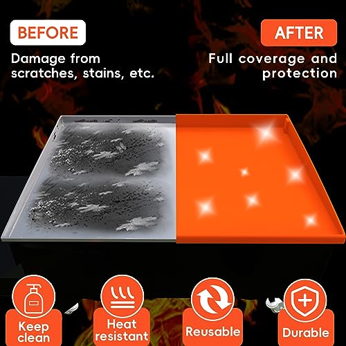 Lecivan 28" Silicone Griddle Mat for Blackstone, Full-Edge Griddle Covers for Blackstone Grill Accessories, Silicone All-Season Griddle Protective Mat for Outdoor Grilling