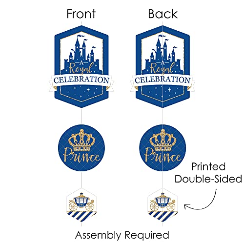 Big Dot of Happiness Royal Prince Charming - Baby Shower or Birthday Party DIY Dangler Backdrop - Hanging Vertical Decorations - 30 Pieces