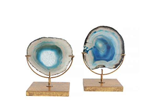 Decorative Agate Stone Slice on Metal Stand